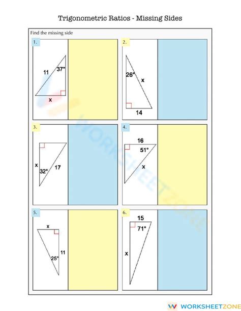 Trig Ratios Practice Sides Worksheet