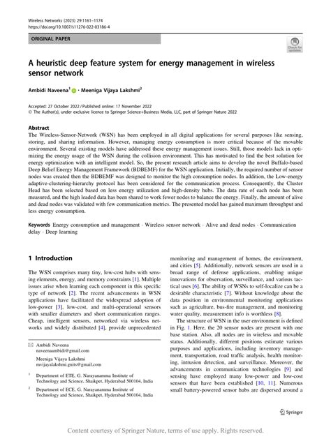 A Heuristic Deep Feature System For Energy Management In Wireless Sensor Network