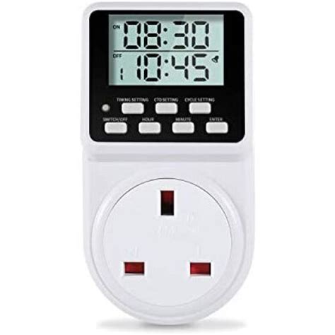 Oridget 24 Hour Digital Electric Timer Plug Socket With Countdown And On Off Repeat Cycle Timer