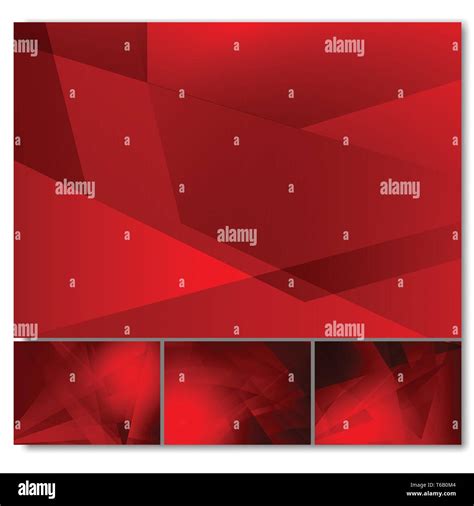 Set Of Red Color Geometric Abstract Vector Background Modern Design