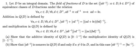 solved 1 let d be an integral domain the field of