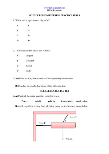 Ocr Cambridge Technicals Engineering Science For Engineering Practice Tests Teaching Resources