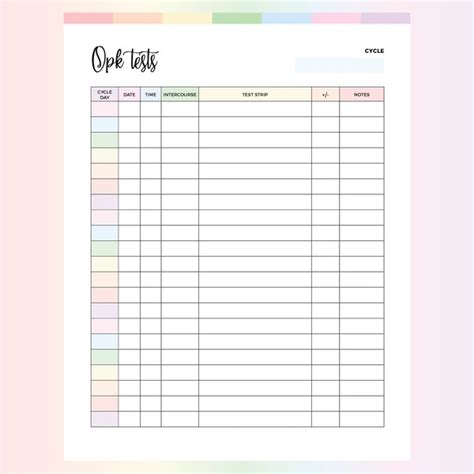 ovulation tracker printable instant download pdf a4 and us letter