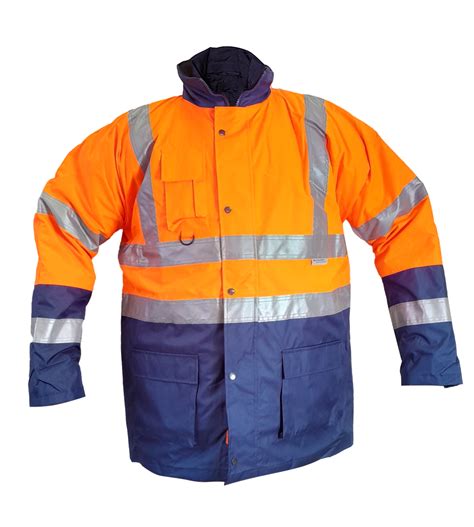 Orange Navy Padded Jacket Png Embroidery