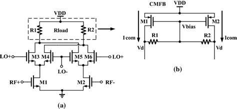 A A Traditional Double Balanced Gilbert Cell Mixer And B An Active Load