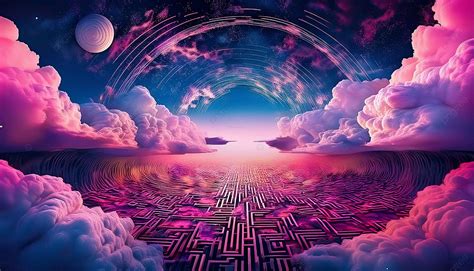 미로가 있는 꿈꾸는 구름 풍경 구름 꿈꾸는 듯한 초현실적 배경 일러스트 및 사진 무료 다운로드 Pngtree