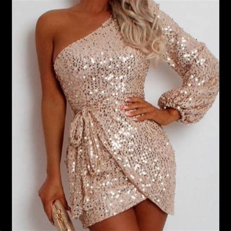Chic Me Dresses One Shoulder Sequin Dress Poshmark