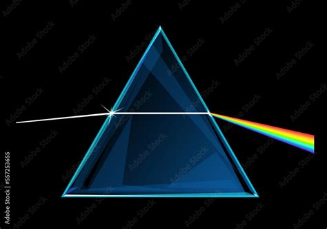 Refraction Of Light Through Prism On Black Background Scientific Optical Experiment With Prism