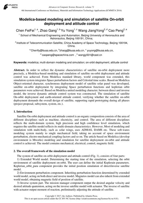 Pdf Modelica Based Modeling And Simulation Of Satellite On Orbit