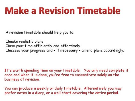 Creating A Revision Timetable Make A Revision Timetable