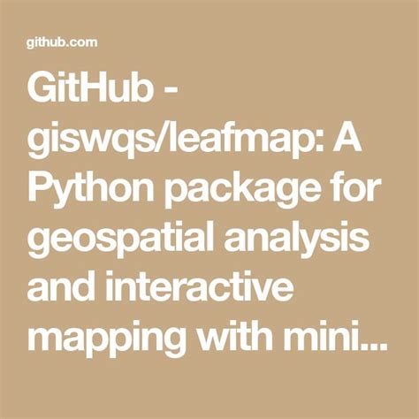 GitHub Giswqs Leafmap A Python Package For Geospatial Analysis And Interactive Mapping With