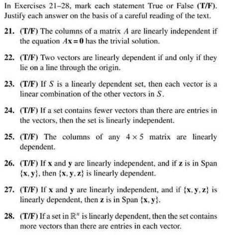 solved in exercises 21−28 mark each statement true or false