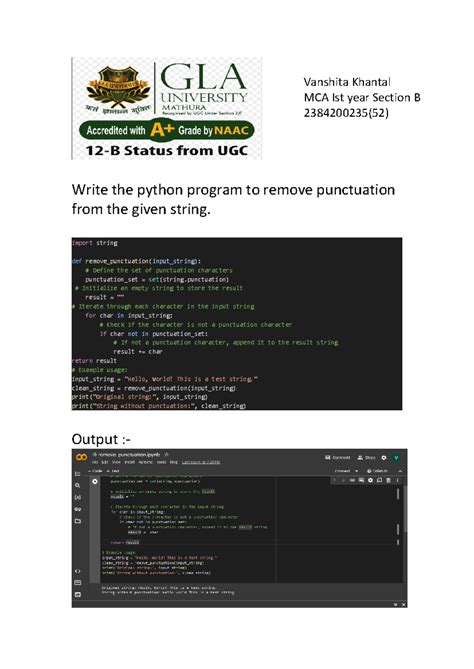 Remove Punctuation Ai Assignment Write The Python Program To Remove Punctuation From The