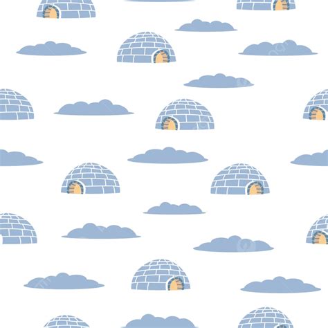 Seamless Pattern Of Blue Igloo Background Seamless Igloo Winter Background Image And