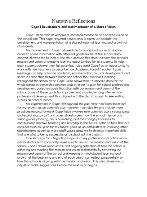 Narrative Reflections Assignments Pdf Learning Teachers