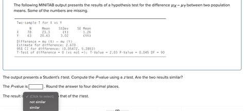 solved the following minitab output presents the results of
