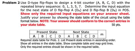 Solved Problem 2 Use D Type Flip Flops To Design A 4 Bit Counter A B 1 Answer