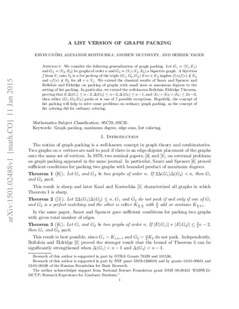 Pdf A List Version Of Graph Packing
