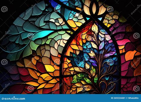 multicolored stained glass window with irregular random block pattern
