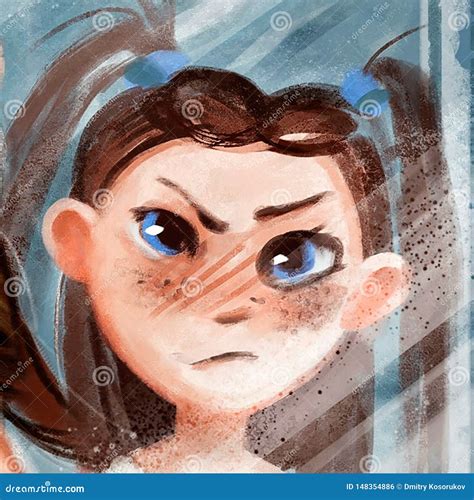 Illustration Of Evil Girl Face Stock Illustration Illustration Of