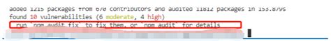 【记录】vue构建项目npm install错误run `npm audit fix` to fix them or `npm audit