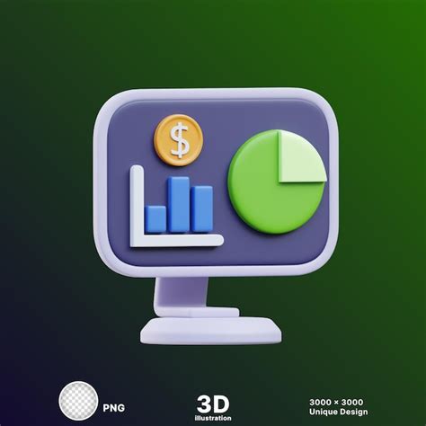 Premium Psd 3d Illustration Of A Computer Screen With Stocks Graph