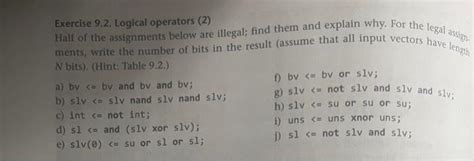 Solved Exercise Logical Operators Half Of The Chegg Com