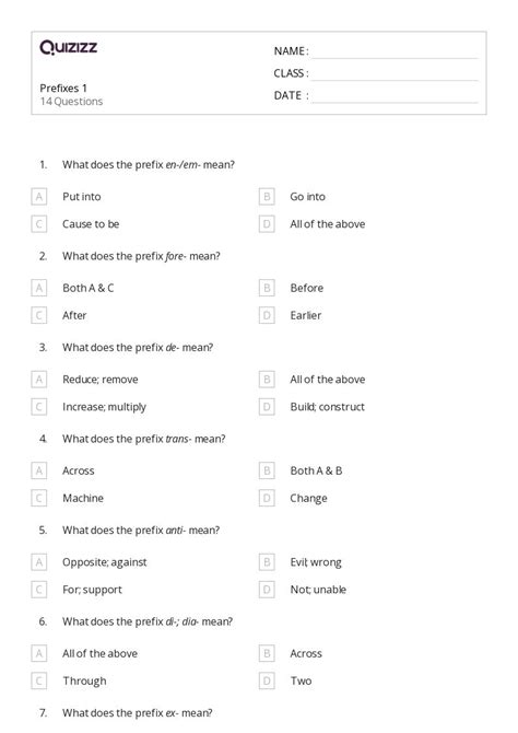 50 Prefixes Worksheets For 8th Grade On Quizizz Free And Printable Worksheets Library