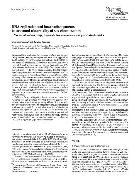 Pdf Dna Replication And Inactivation Patterns In Structural