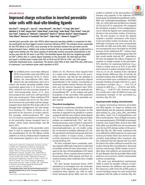 Pdf Improved Charge Extraction In Inverted Perovskite Solar Cells With Dual Site Binding Ligands