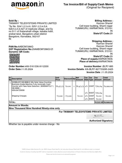 Invoice Amazon Pdf Invoice Payments