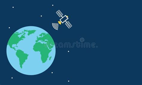 Illustration Vector Graphic Of The Satellite Is Transmitting Signals To