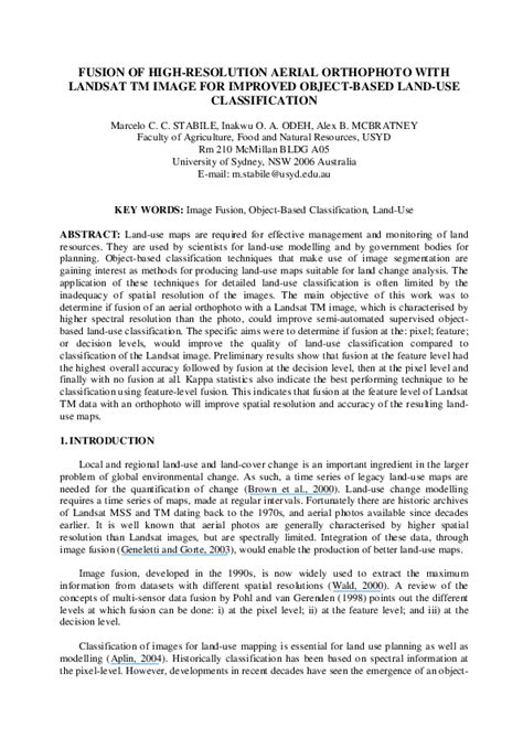 pdf enhancing land use classification via image fusion