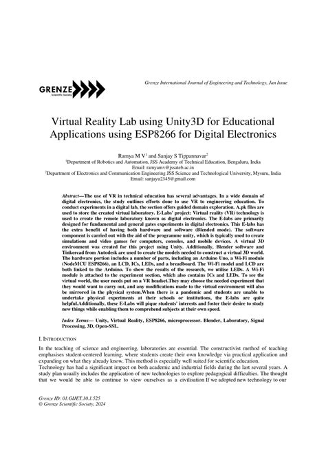Pdf Virtual Reality Lab Using Unity3d For Educational Applications