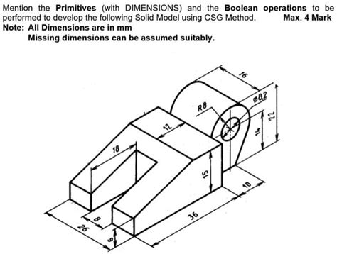 Solved Cadcam With The Dimensions Of Each Primitive And The Boolean