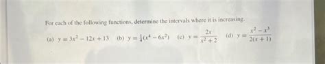 solved for each of the following functions determine the