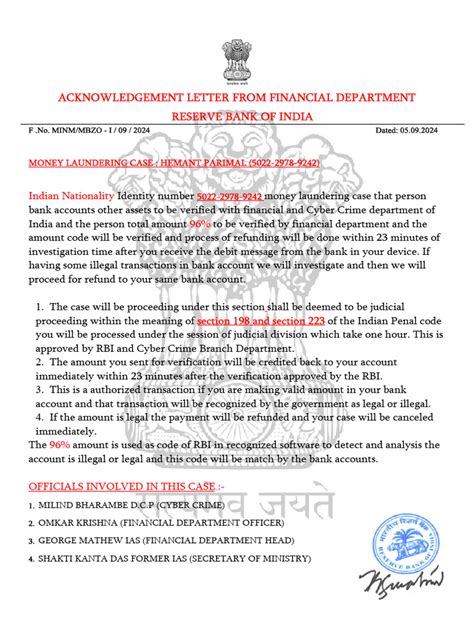 Hemant Parimal Rbi Letter 1 Pdf