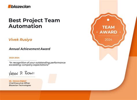 Vivek Rusiya On Linkedin Award Recognition Blazeclantechnologies Annualawards