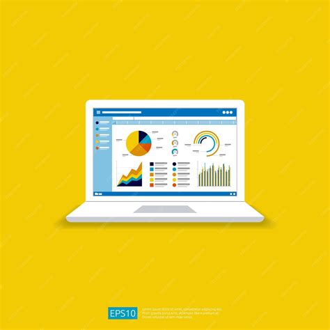 Premium Vector Web Statistics Analytic Charts On Laptop Screen Icon