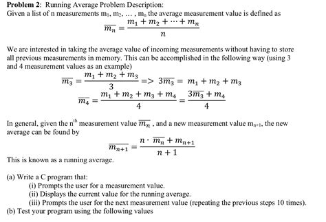 solved problem 2 running average problem description given