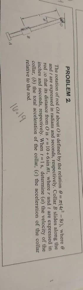 Solved PROBLEM 2 The Rotation Of Rod OA About O Is Defined Chegg Com