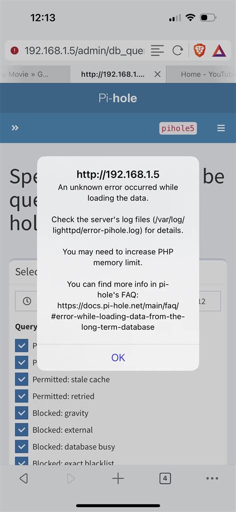 Long Termquery Logs Error Rpihole