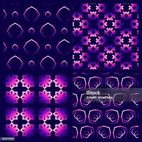 4 추상 기하학적 원활한 패턴의 집합입니다 단순 그라데이션 셰이프 배경입니다 미래 의 디지털 벡터 배경 화면 그라데이션에 대한 스톡 벡터 아트 및 기타 이미지 Istock