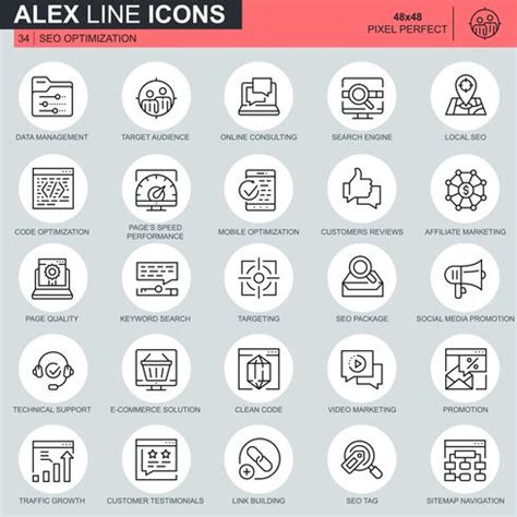 Thin Line Seo And Web Optimization Icons Set Vector Art At Vecteezy