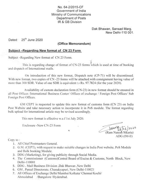 Customs Declaration New Format Of Cn 23 Form