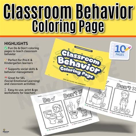 Classroom Behavior Coloring Pages Social Skills Do And Dont Tpt