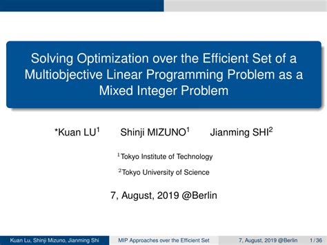 Pdf Solving Optimization Over The Efficient Set Of A Multiobjective