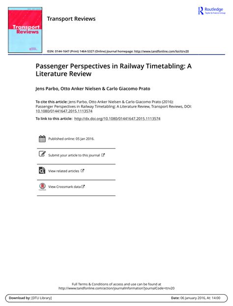 Pdf Passenger Perspectives In Railway Timetabling A Literature Review