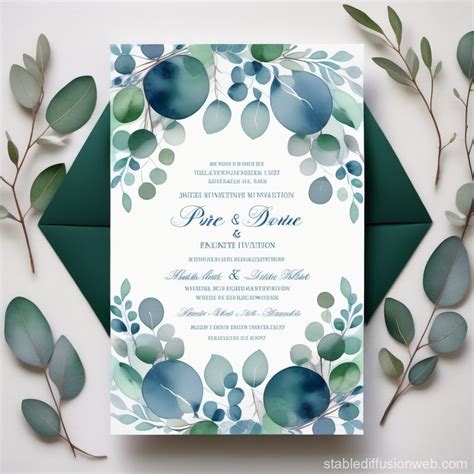 Eucalyptus And Watercolor Wedding Invitation Stable Diffusion Online