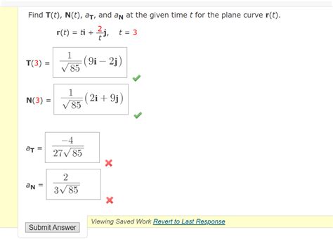 solved find t t n t at and an at the given time t for the